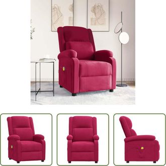 vidaXL Massagesessel - Massagesessel Weinrot Samt