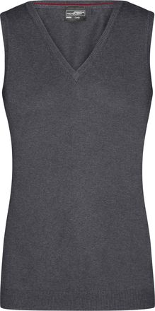 James & Nicholson Damen V-Pullunder - Tailliert geschnittener Pullunder mit tiefem V-Ausschnitt | Farbe: anthracite-melange | Gr&ouml;sse: XXL