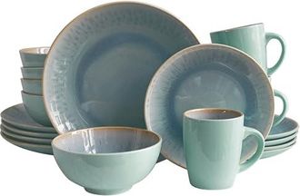 Echtwerk 16-teiliges Vintage Tafelservice Ana Modern-Design, für 4 Personen, Stilvolles Geschirrset aus Porzellan mit 4 x Speiseteller, 4 x Beilagenteller, 4 x