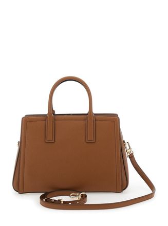 Michael Michael Kors Womens Handbag Brown Leather With Logo Pendant Cow Handbags Hand Bags