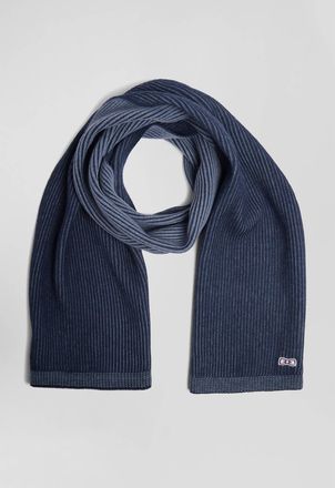 Eden Park Echarpe Ray&eacute;e En Laine Et Coton Bleu Marine