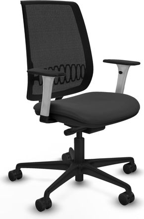 Piqueras y Crespo Moderner B&uuml;rostuhl Alares mit wei&szlig;en und schwarzen Armlehnen, h&ouml;henverstellbare Lendenwirbelst&uuml;tze, ausgestattet mit Syncro/Traslack und injiziertem S