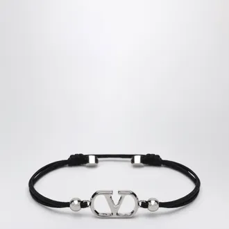 Valentino Garavani Schwarzes VLogo Signature Armband mit Kordel