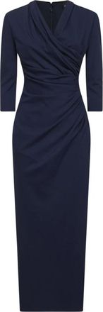 Giorgio Armani Femme, Robes, Bleu, Taille: 42 FR V-neck Draped Maxi Dress