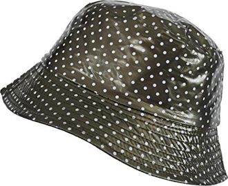 Toutacoo Chapeau de Pluie, Bob de Pluie, Vinyle Imperm&eacute;able Aspect cir&eacute; (09a- Kaki &agrave; Pois)