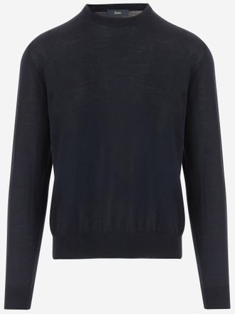 Herno Mens Knit Sweater Dark Navy Blue Main Fabric: Virgin Wool