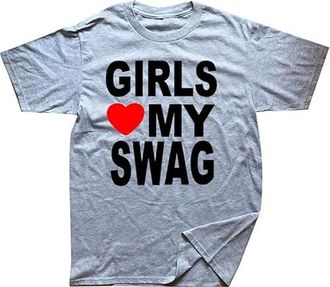 Keephen Girls Love My Swag Things T-Shirt Dr&ocirc;le Lettre Impression 3D Manches Courtes Col Rond Casual Tee Shirts Tops pour Femmes Hommes