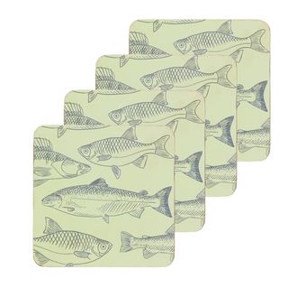 KitchenCraft Kitchen Craft Untersetzer, laminiert, Unterseite aus Kork, Fischmotiv