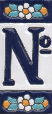 Generic Hausnummern und Buchstaben aus Keramik, blaues Blumenmuster, Fliesengr&ouml;&szlig;e: 7,5 cm x 3,5 cm (ohne Schild)