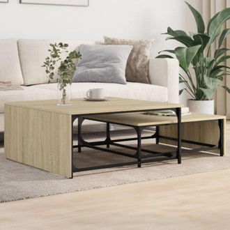vidaXL Vidaxl - Tables basses gigognes 2 pcs ch&ecirc;ne sonoma bois ing&eacute;nierie m&eacute;tal