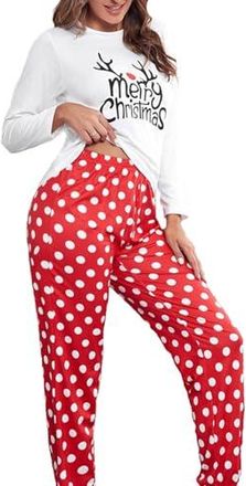 Generic Pyjama d&eacute;contract&eacute; pour femme - Ensemble de 2 pi&egrave;ces pour No&euml;l, blanc, S