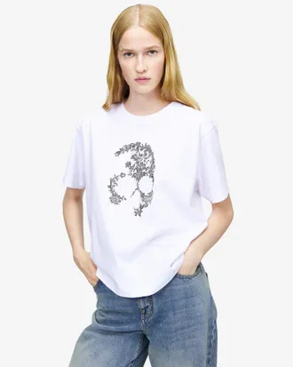 Alexander McQueen Spitzen-T-Shirt mit Skull - Item 858340QZAQP0900