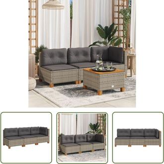 vidaXL The Living Store - Gartensofa mit Kissen 3-Sitzer Grau Poly Rattan - Gartensofa - Outdoor M&ouml;bel - Gartenm&ouml;bel - Lounge Set - Rattan Gartenm&ouml;bel
