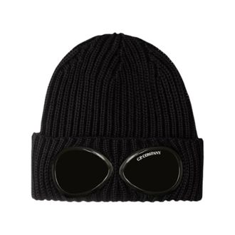 C.P. Company Merinowolle Goggle Detail M&uuml;tze - - Accessories - Herren - Schwarzk - ONE SIZE