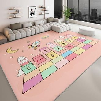 Generic Tapis pour Salon Antid&eacute;rapant 180 x 240 cm, Tapis Lavables &agrave; Poils Courts Mignon Dessin Anim&eacute; G&eacute;om&eacute;trique Carr&eacute; pour Cuisine Salle &agrave; Manger Bureau et 