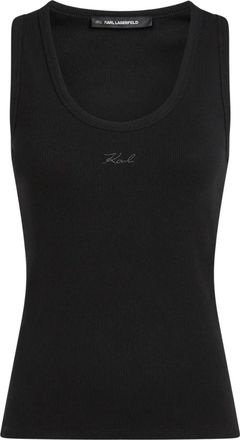 Karl Lagerfeld Femme, Tops, Noir, Taille: 38 FR Fine Ribbed Sleeveless Top