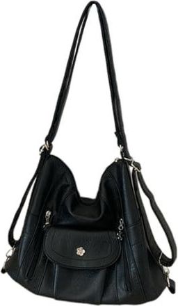 Generic Sac &agrave; main vintage en cuir synth&eacute;tique de couleur unie simple sac &agrave; bandouli&egrave;re grande capacit&eacute; sac &agrave; bandouli&egrave;re d&eacute;contract&eacute; sac &agrave; dos de voyage, sho