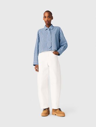 Maje Strasshemd Mit Abnehmbarer Krawatte - Carreaux Bleus Print - Maje