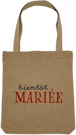 Fabulous Sac Shopping Tote Bag Aspect Lin - Bient&ocirc;t Mari&eacute;e Femme Mariage Famille Amour - Sac de Courses Toile Epaisse 360g Beige Naturel Cabas Port&eacute; Epaule Sol