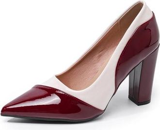 Generic Escarpins &agrave; talons hauts &agrave; bout pointu pour femme - Colorblock - Pour f&ecirc;te, travail, bureau, rouge vin, 40.5 EU