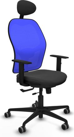 Piqueras y Crespo Arbeitsstuhl mit Armlehnen und h&ouml;henverstellbarer Lendenwirbelst&uuml;tze und festem Kopfteil, ausgestattet mit Syncro/Traslack und injiziertem Schaumstoff