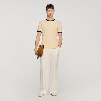 Sandro Zweifarbiges T-Shirt mit Patch