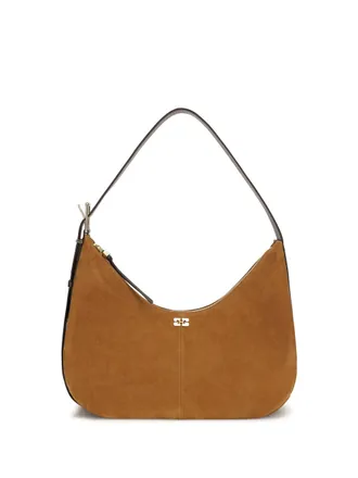 Ganni Vegan Suede Shoulder Bag - Caramel