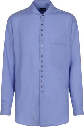 Giorgio Armani Homme, Chemises, Bleu, Taille: S Linen Shirt