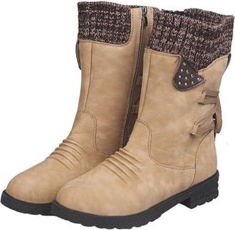 Generic Bottes dhiver Mi-Hautes pour Femme Bottines &Agrave; Cheville Tendance,Fermeture &Eacute;clair Lat&eacute;rale,&agrave; Talon Bas, R&eacute;tro &Eacute;l&eacute;gant Confort Chaude Boots Chaussures D
