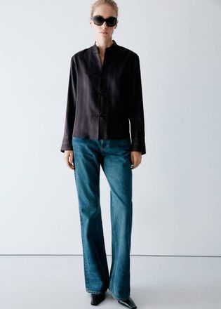 Mango Blouse &agrave; rayures avec brandebourgs bleu marine fonc&eacute; - Femme - S - MANGO