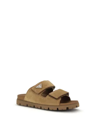 Prada Mens Suede Sandals Cannella Calf Leather Bos Taurus