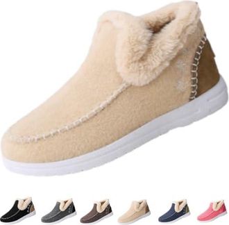 Generic Bottes orthop&eacute;diques confortables en polaire &agrave; enfiler, chaussures plates antid&eacute;rapantes avec doublure en peluche chaude pour femme, bottines dhiver c