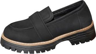 Generic Mocassins &agrave; enfiler confortables et d&eacute;contract&eacute;s pour femme - Style r&eacute;tro classique - Semelle &eacute;paisse antid&eacute;rapante - Chaussures de marche, travail, b