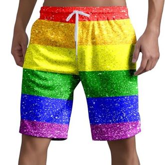 Generic Short de bain pour homme avec motif de bouche arc-en-ciel pour l&eacute;t&eacute; - Enti&egrave;rement imprim&eacute; - Avec poche &agrave; cravate, multicolore, XXL
