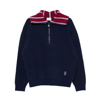 Dr&ocirc;le de Monsieur Pull zipp&eacute; Trucker Po247 - Homme - Pulls - Bleu - Taille: M
