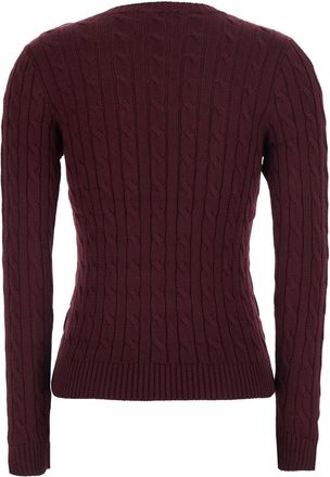 Lauren Ralph Lauren Cable-Knit Cotton Blend Sweater - Burgundy