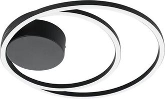 Eglo LED Deckenleuchte Ruotale, runde Deckenlampe, Lampe Decke aus Kunststoff und Metall in weiß und schwarz, Deckenbeleuchtung warmweiß, Ø 45 cm