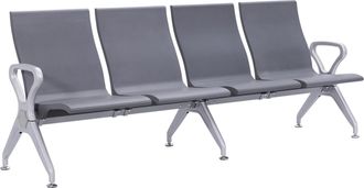 Clp Wartebank Airport-Stil Ermin, Sitzbank Flur mit Lehne, ergonomische Sitzschalen, Wartest&uuml;hle mit robustem Alu-Gestell, bis 150 kg je Sitz, Farbe:grau,