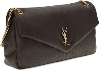 Saint Laurent Gro&szlig;e Calypso Schultertasche aus Shearling - Braun