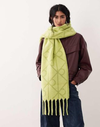 Calvin Klein Écharpe effet brossé à imprimé emblème - Citron vert