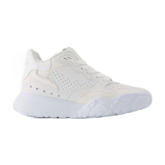 Alexander McQueen Nouvelles baskets de cour en cuir blanc et argent