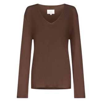 Loulou Studio Femme, Pulls, Brun, Taille: 40 FR Saya V Neck Sweater