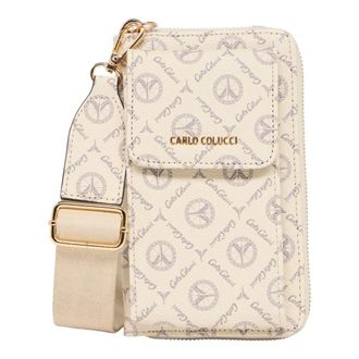 Carlo Colucci Phonebag Geldb&ouml;rse mit Logo-Print - - Bags - Damen - Beige - ONE SIZE