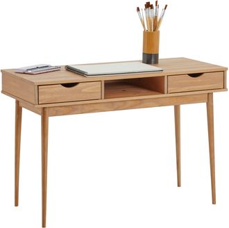 IDIMEX Schreibtisch Stefano Eiche Farben - Bürotisch mit 2 Schubladen und Fach aus Massivholz, Home Office Tisch, moderner Arbeitstisch