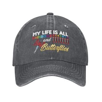 Generic Ma Vie Est Enti&egrave;rement Consacr&eacute;e Aux Pr&eacute;l&egrave;vements Sanguins du Papillon Arc-en-Ciel Femme Homme Trucker Caps Respirant Chapeau De Cowboy Styl&eacute;e Casquet