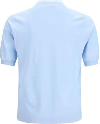 Prada Cotton Knit Short-Sleeve Sweater - Blue