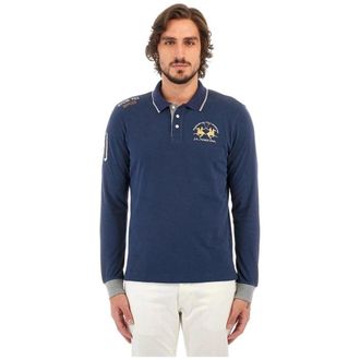 La Martina Blau Langarm Polo Shirt - - Tops - Herren - Blau - XL