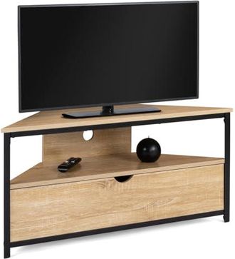 IDMarket Meuble TV 100 cm dangle Detroit avec Placard Design Industriel