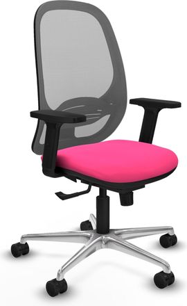 Piqueras y Crespo B&uuml;rostuhl in Rosa mit 2D-Armlehnen, h&ouml;henverstellbare Lendenwirbelst&uuml;tze, mit 3 Positionen und Schneideschaum, mit 65 mm Nylon-Rollen, Grau/Rosa