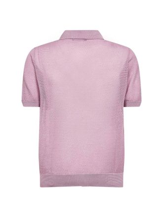 Tagliatore Mens Shirt Pointelle Knit Wisteria Purple Cotton
